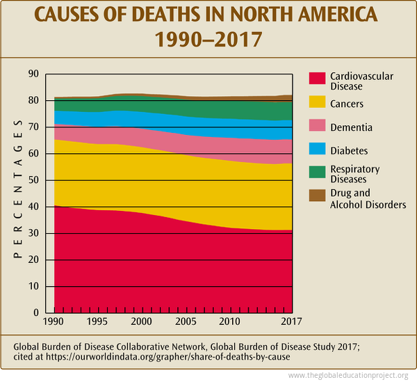 Chart of Share of Deaths in North America - The Global Education Project