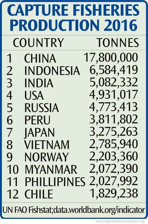 Table of Fisheries Capture by Country - The Global Education Project