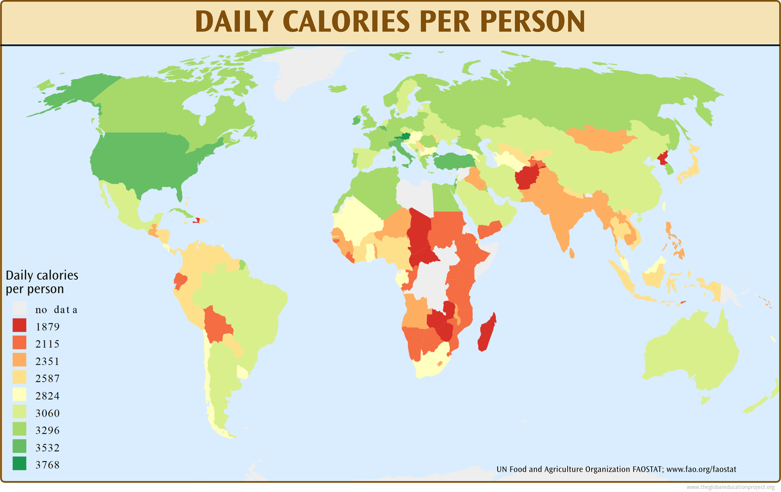 Map of Daily Calories per Person - The Global Education Project