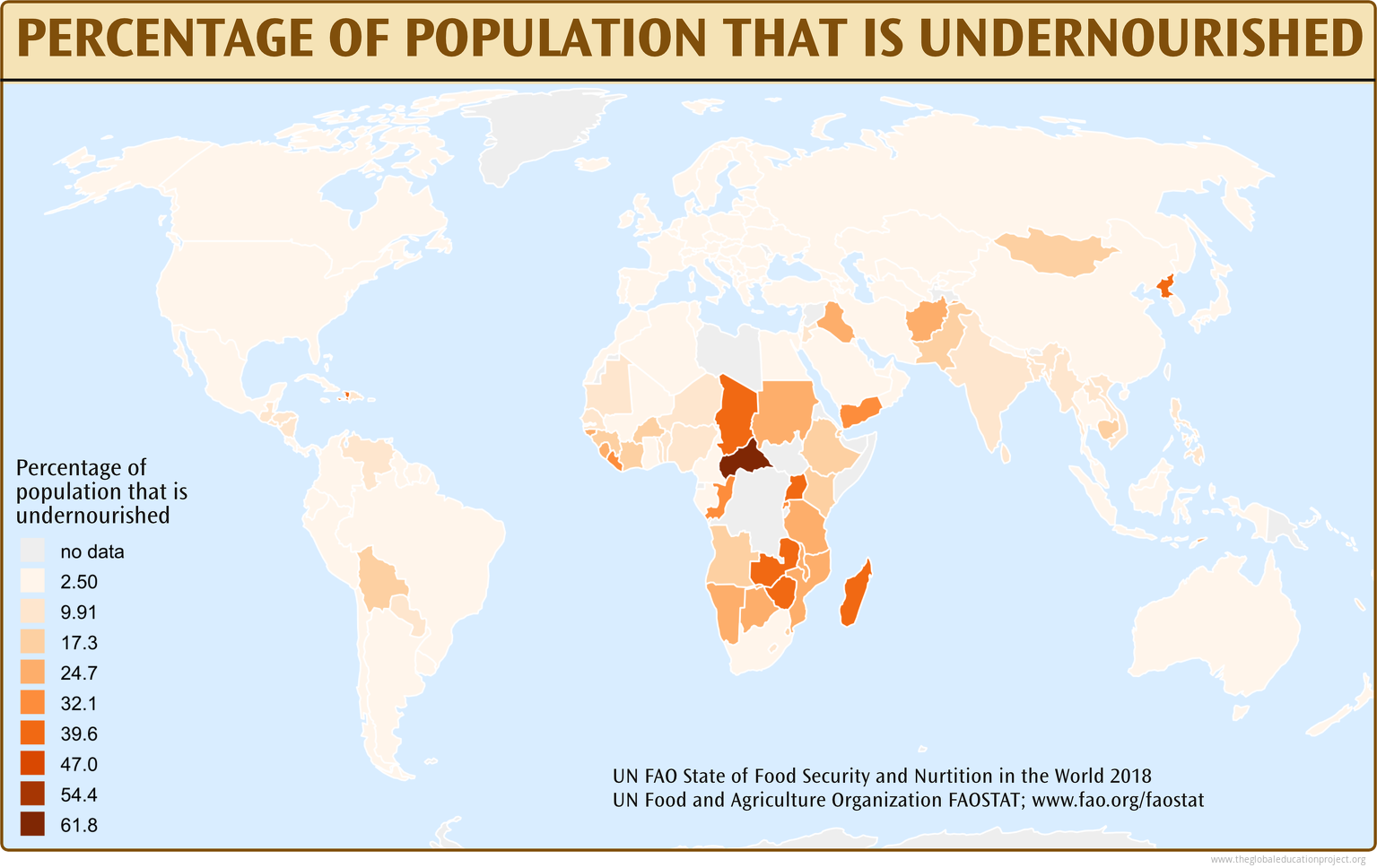 Map of Percentage of the Population that is Undernourished - The Global ...